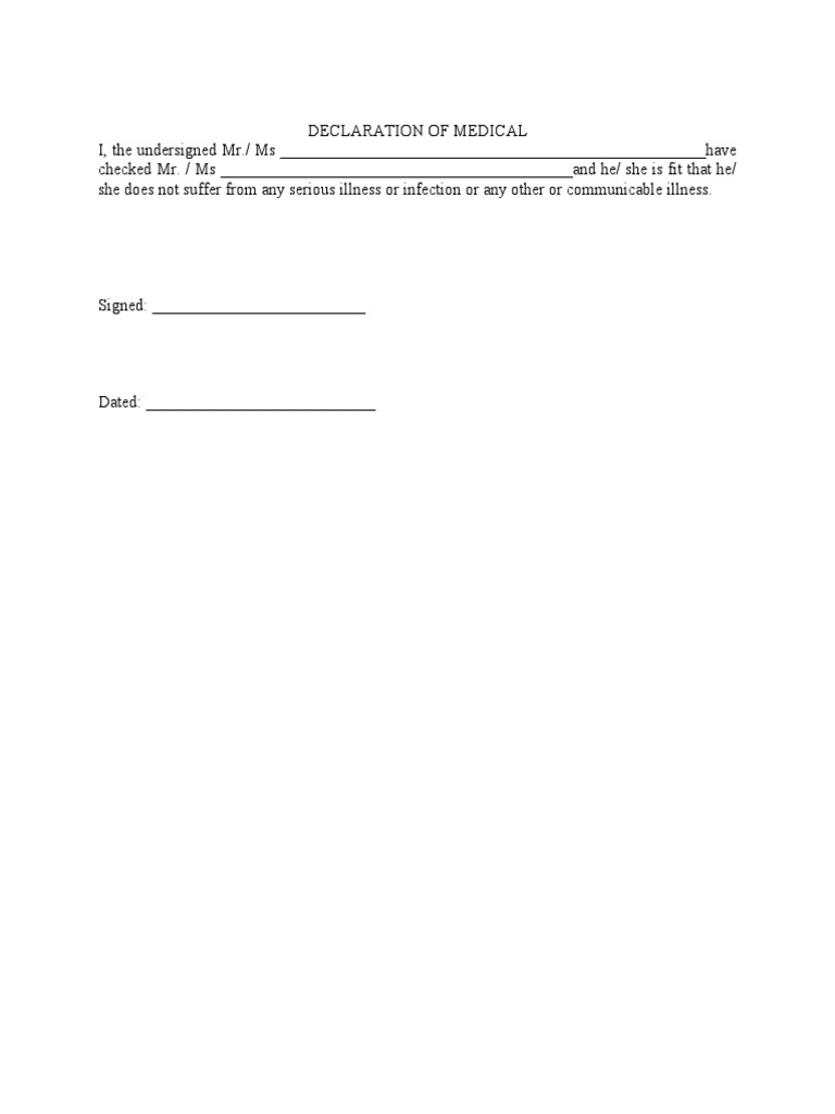 Medical Certificate | PDF