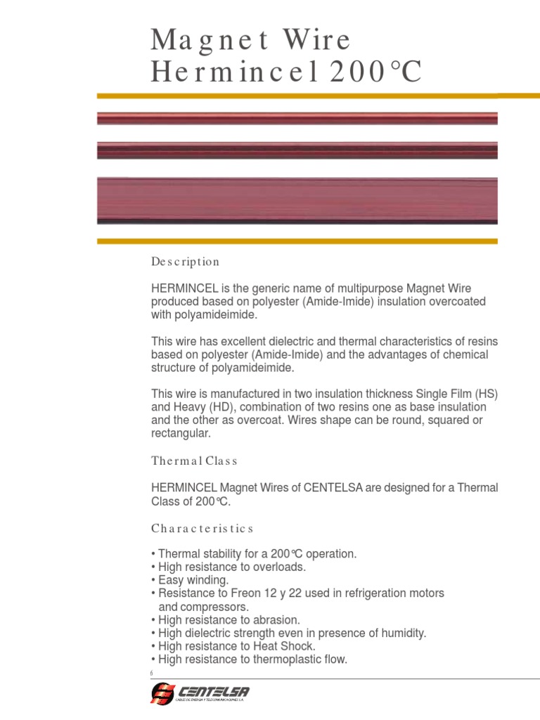 Magnet Wires Data Sheet | PDF | Transformer | Insulator (Electricity)