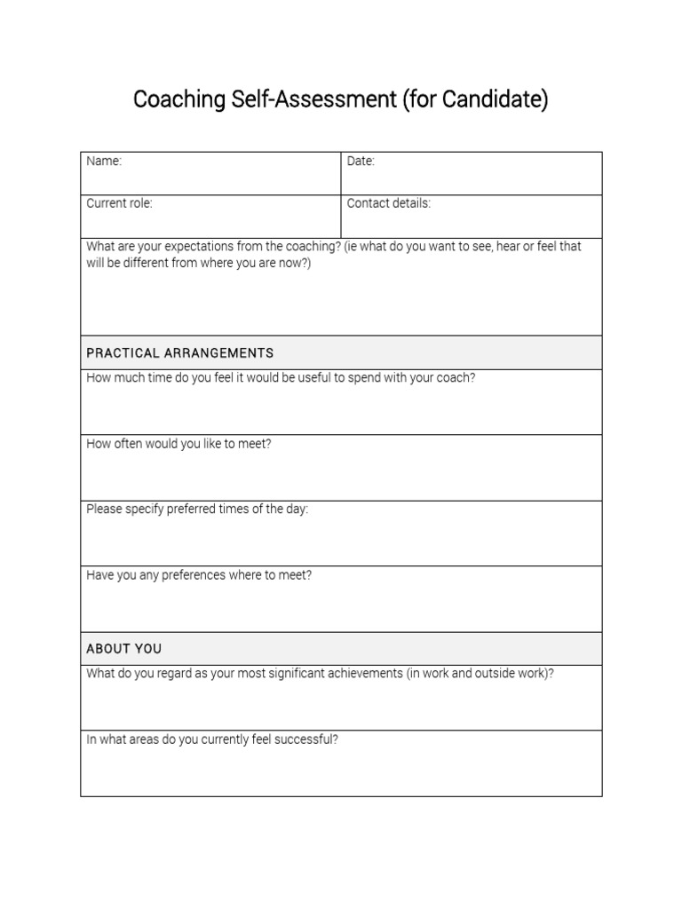 Coaching Self-Assessment Questionnaire | PDF
