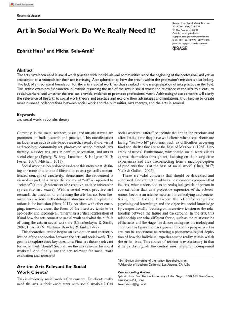 The Role of Art in Social Work Practice | PDF | Social Work | Psychotherapy