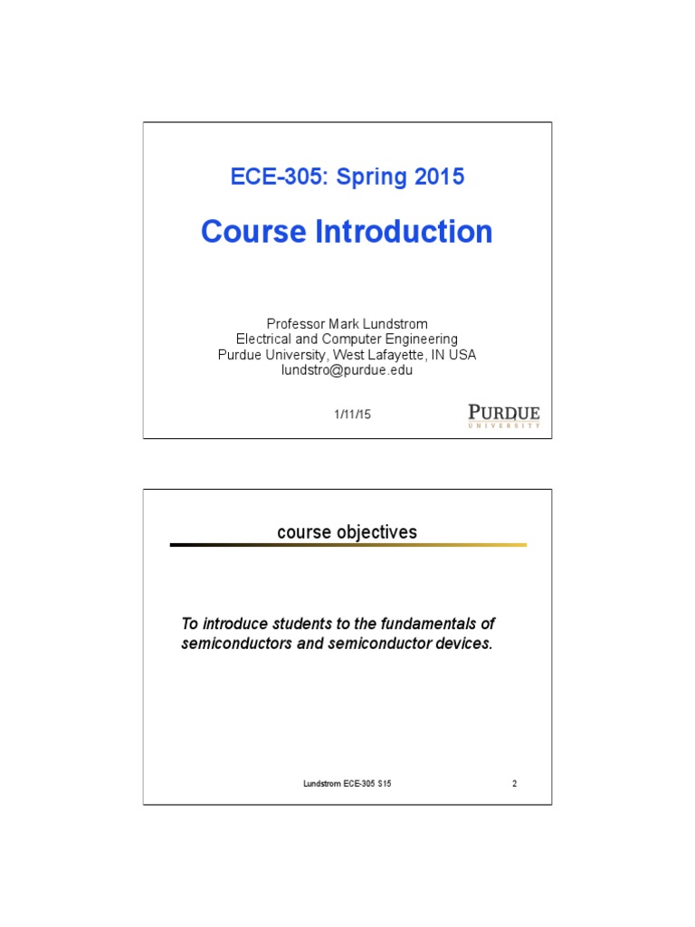 Course Introduction: ECE-305: Spring 2015 | PDF | Transistor ...