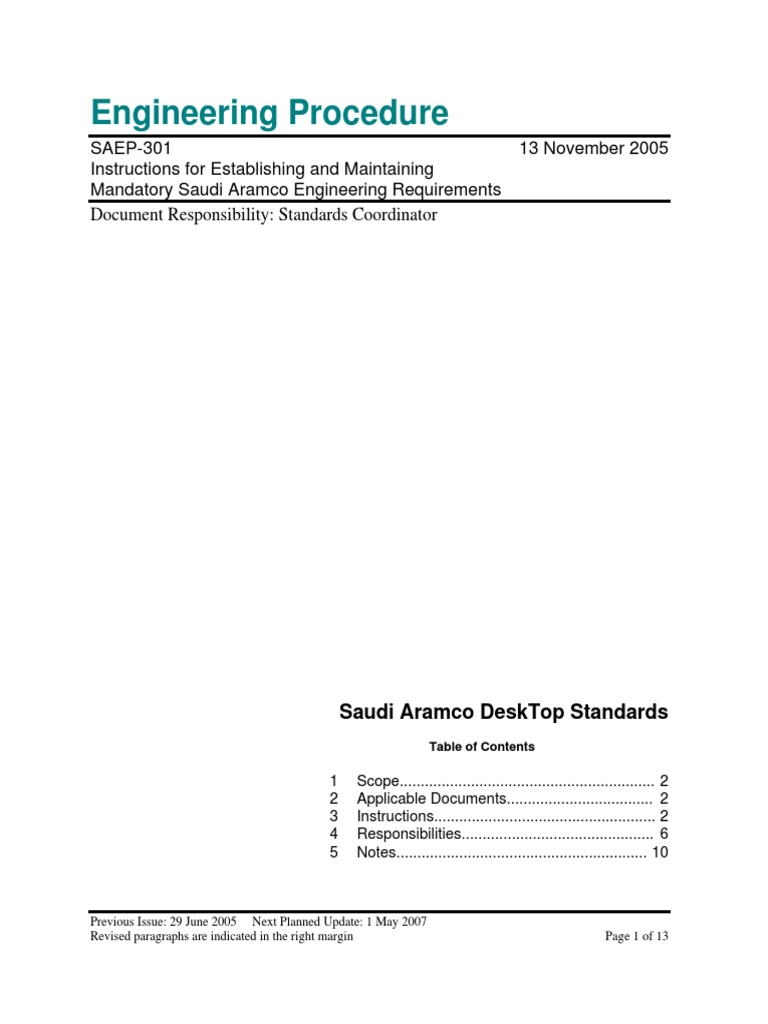 Saep 301 | PDF | Specification (Technical Standard) | Engineering