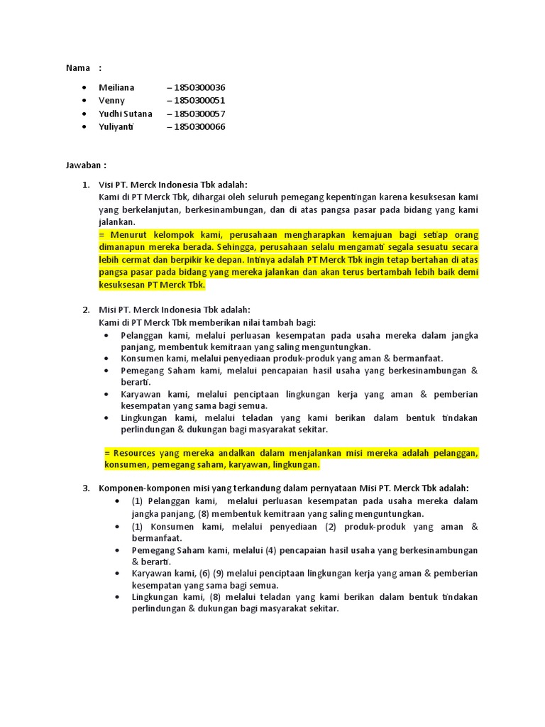 Kel 2 - Competitor Analysis - PT Merck Indonesia TBK | PDF