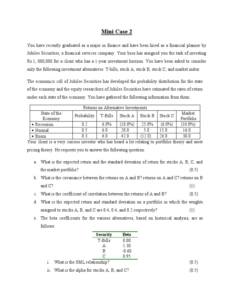 Mini Case 2 | PDF | Beta (Finance) | Stocks