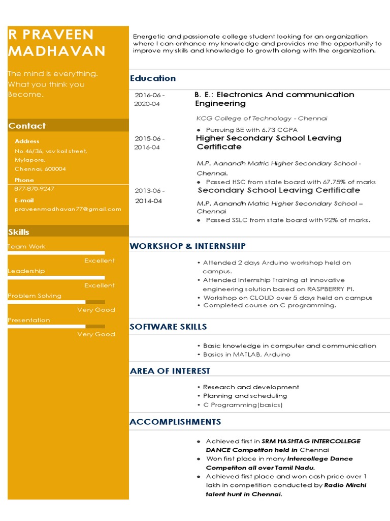 Praveen Resume Docx-1 | PDF | Science And Technology