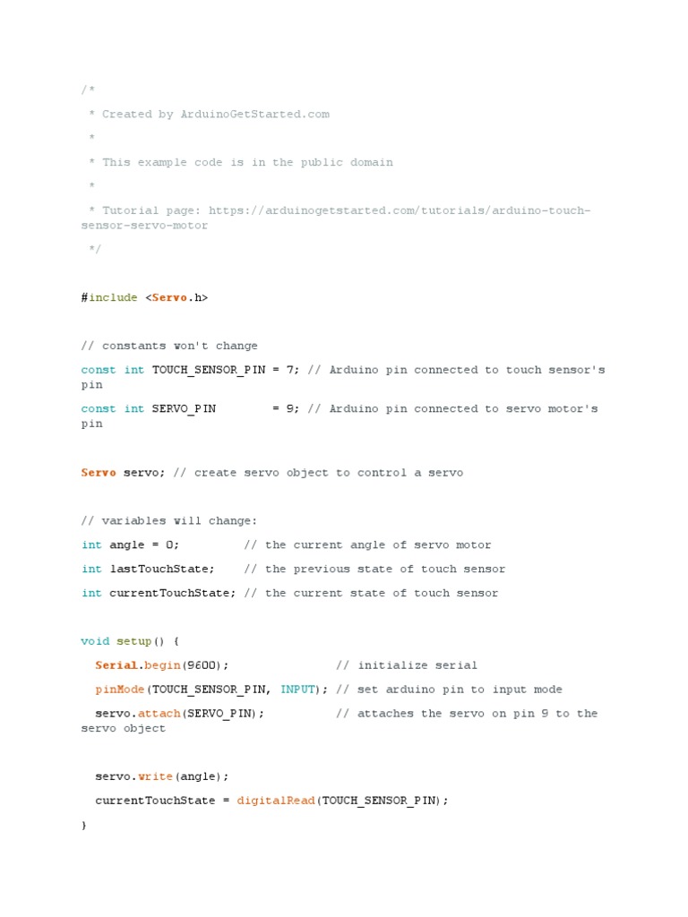 This Example Code Is in The Public Domain Sensor-Servo-Motor | PDF