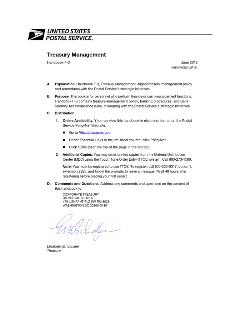 Treasury Management: Transmittal Letter | PDF | Banks | Payments