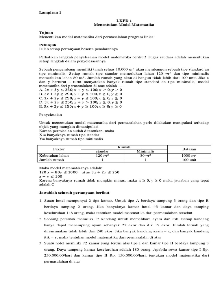 LKPD 1 Program Linier | PDF