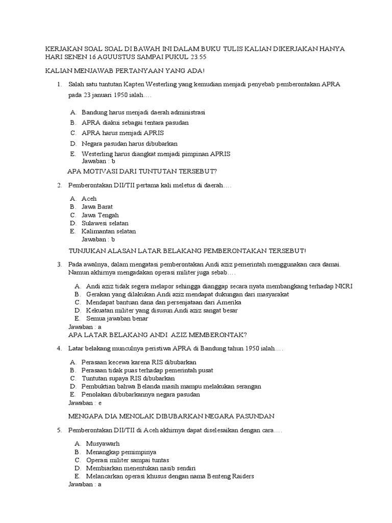 Soal Gerakan Separatisme | PDF