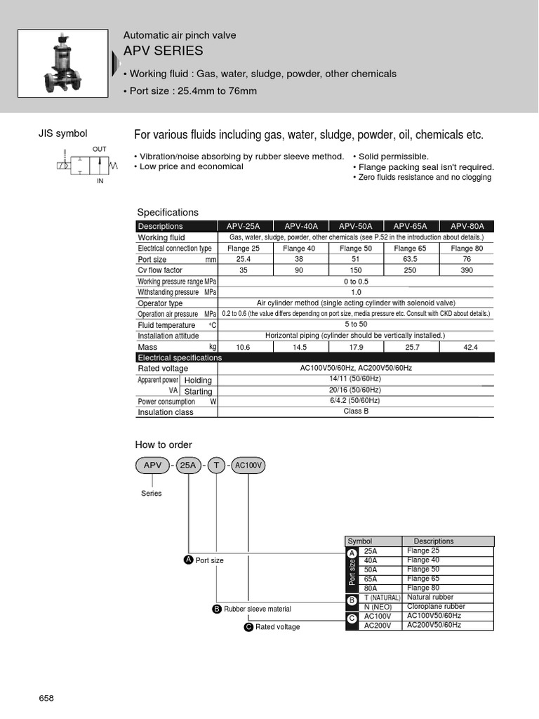APV Series Automatic Air Pinch Valve | PDF | Gases | Water