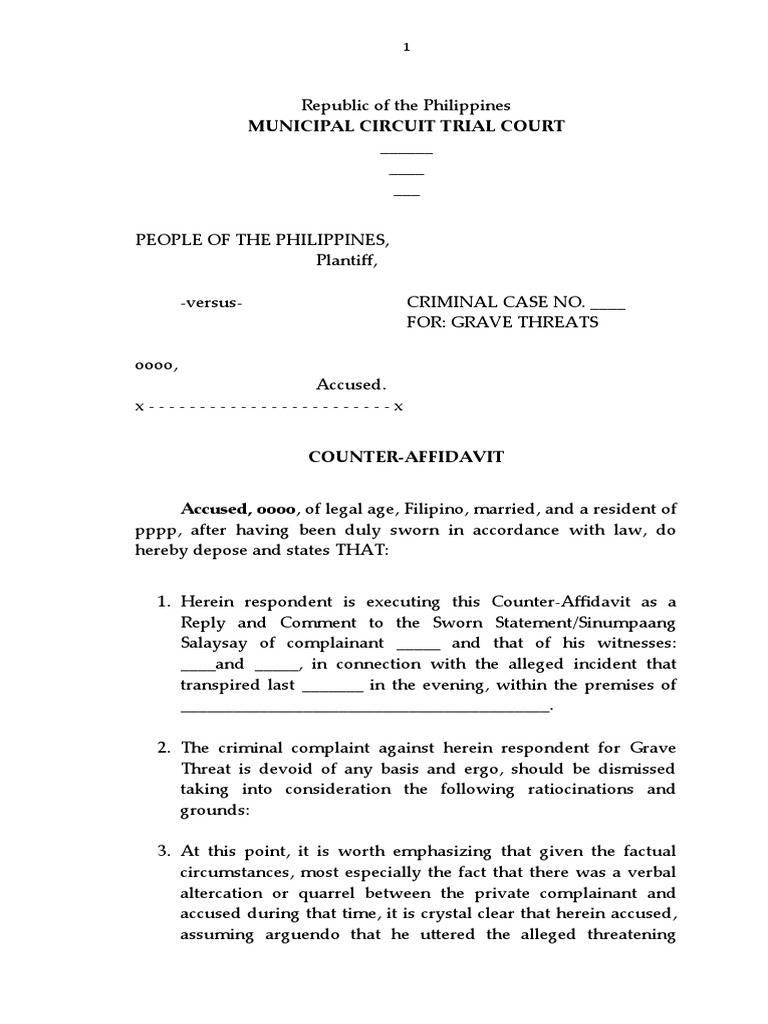 Counter Affidavit For Upload | PDF | Criminal Law | Government