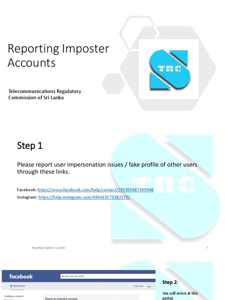 Reporting Imposter Accounts - TRCSL Guide | PDF