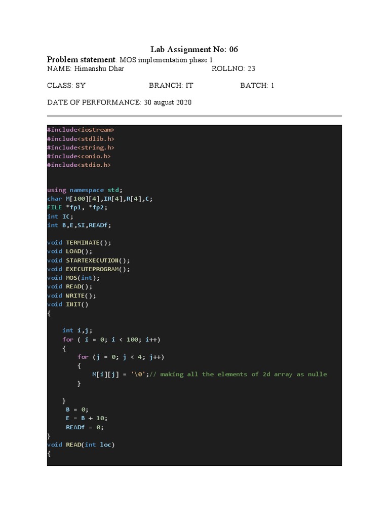 Lab Assignment No: 06 Problem Statement | PDF | Software | Object Oriented Programming
