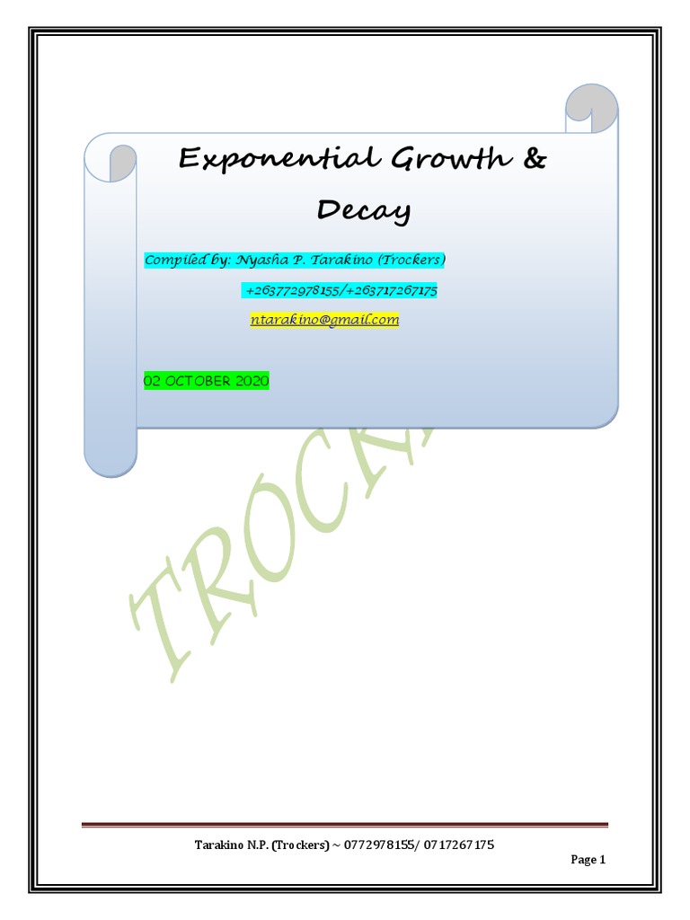 Exponential Growth & Decay - by Trockers | PDF | Interest | Compound ...