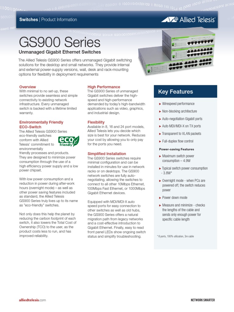 GS900 Series: Unmanaged Gigabit Ethernet Switches | PDF | Network ...