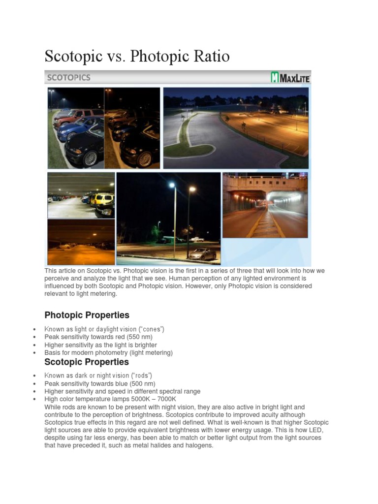 Scotopic vs. Photopic Ratio | PDF