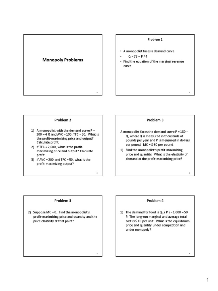 Monopoly Problems Problem 2 Problem 3 Pdf Monopoly Demand
