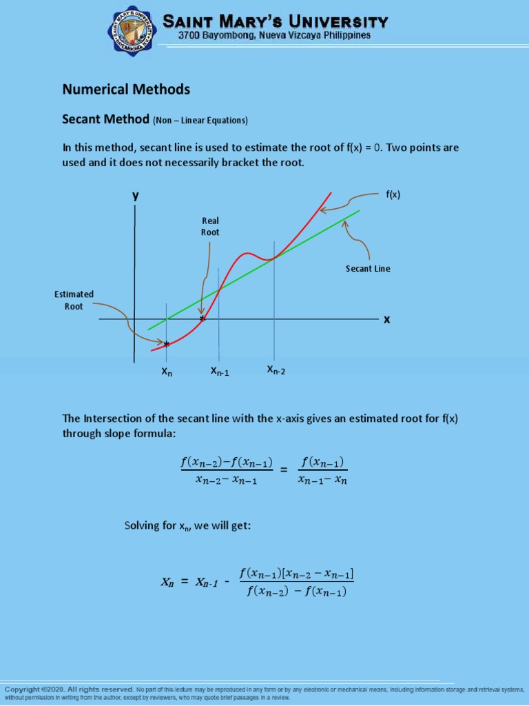 Secant Method for Finding Roots | PDF