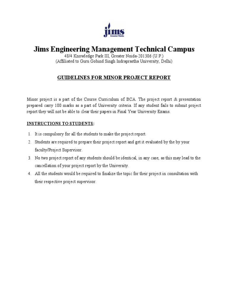Jims Engineering Management Technical Campus: Guidelines For Minor ...