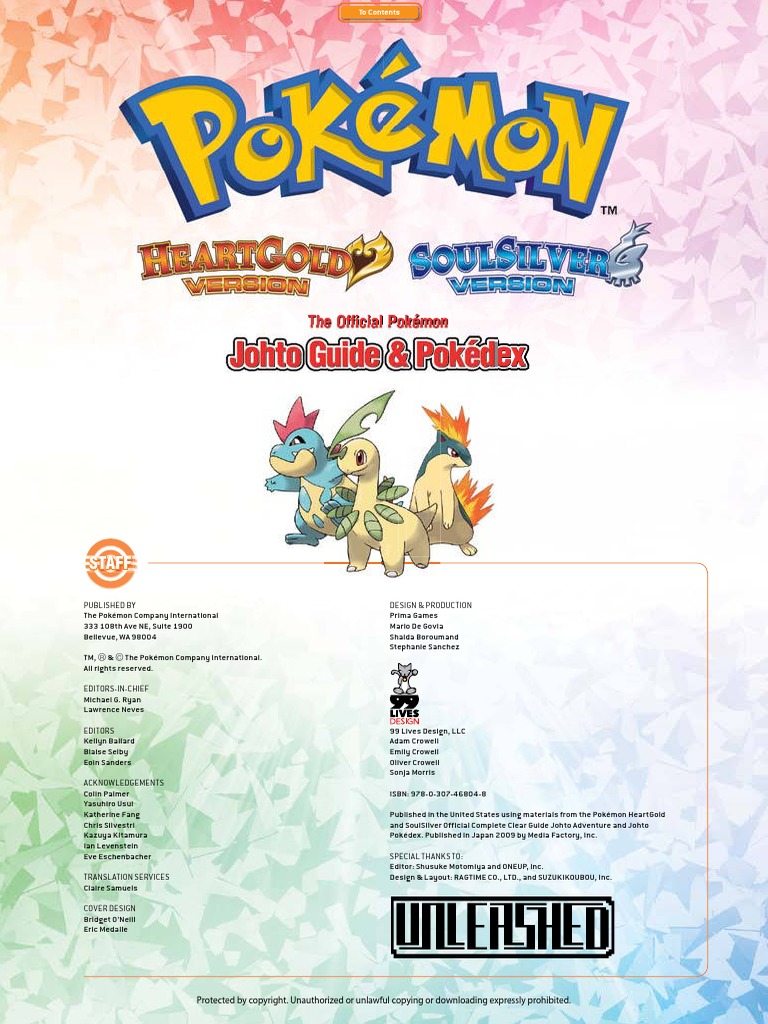 Pokemon HeartGold & SoulSilver Official Johto Guide and Pokedex | PDF ...