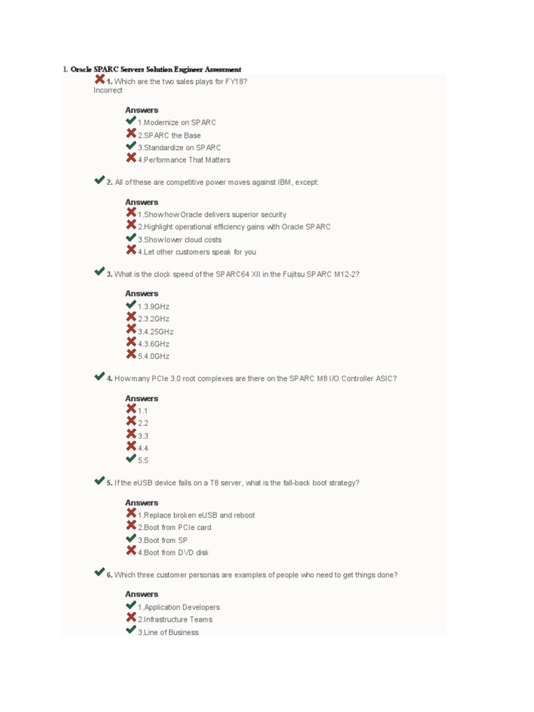 Answers: Oracle SPARC Servers Solution Engineer Assessment | PDF ...