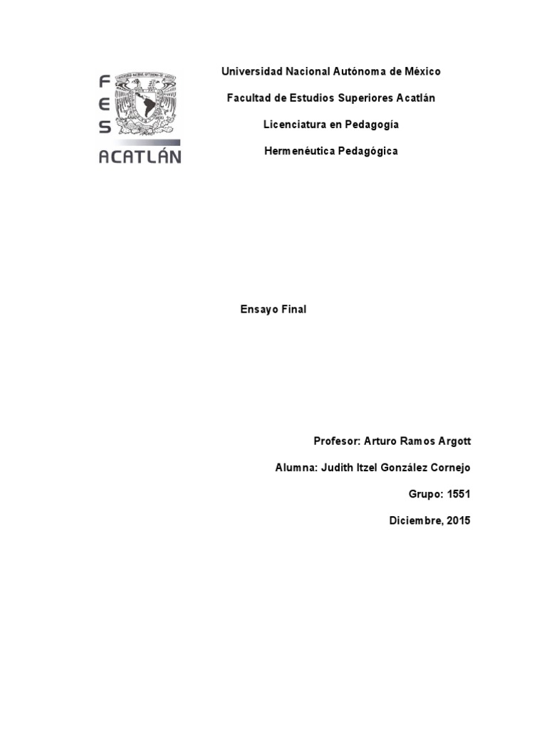 Ensayo Final HermenÃ©utica | PDF | Hermenéutica | Conocimiento