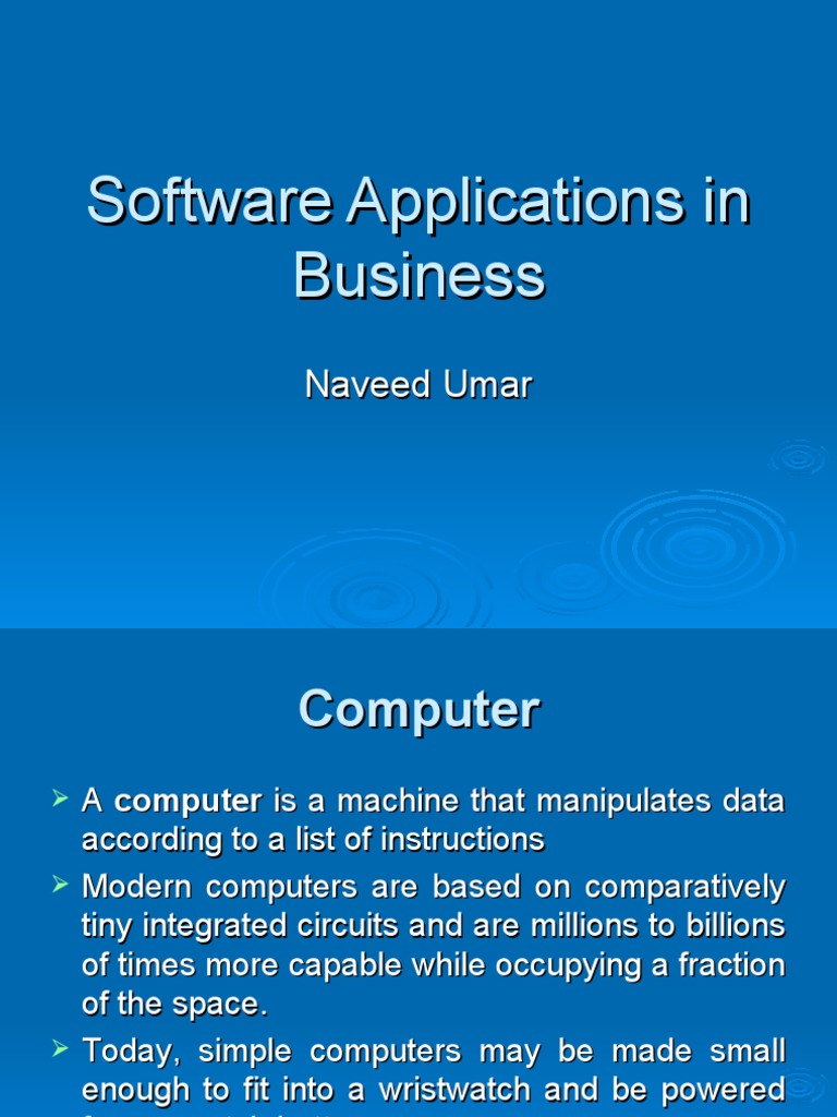 Software Applications in Business: An Overview of Computers and Their ...