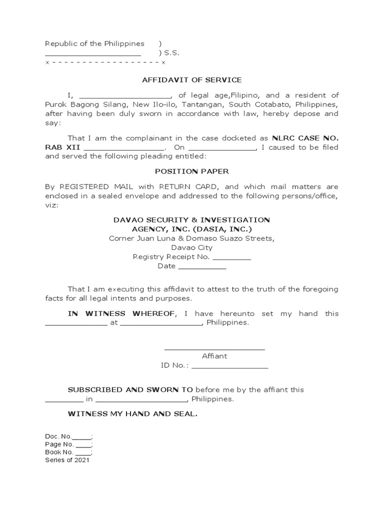 Affidavit of Service | PDF