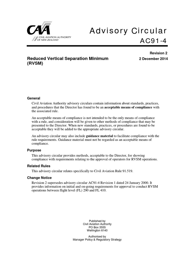 RVSM Compliance Advisory Circular | PDF | Air Traffic Control | Calibration