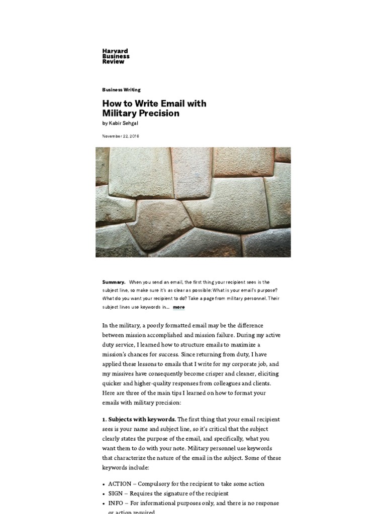 Writing Emails with Military Precision | PDF | Communication | Human ...