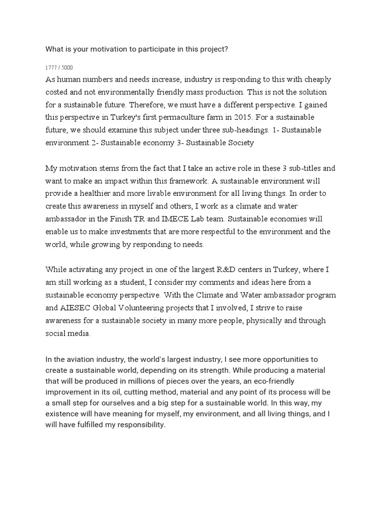 What Is Your Motivation To Participate in This Project | PDF ...