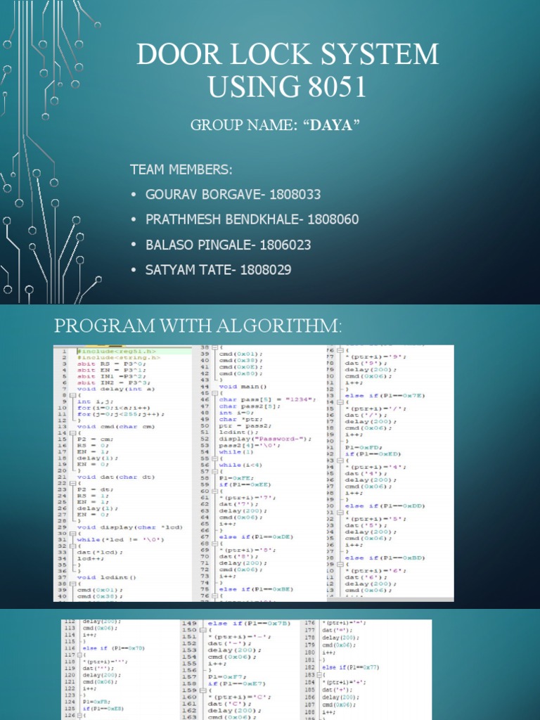 Door Lock System Using 8051 | PDF