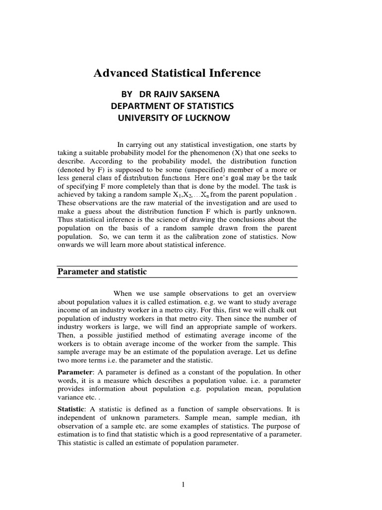 Advanced Statistical Inference Techniques | PDF | Estimator | Bias Of An Estimator