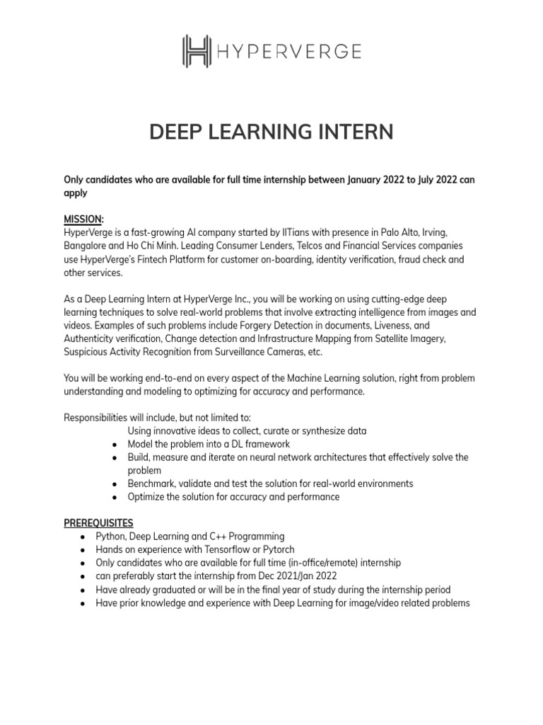 Deep Learning Intern | PDF | Deep Learning | Authentication