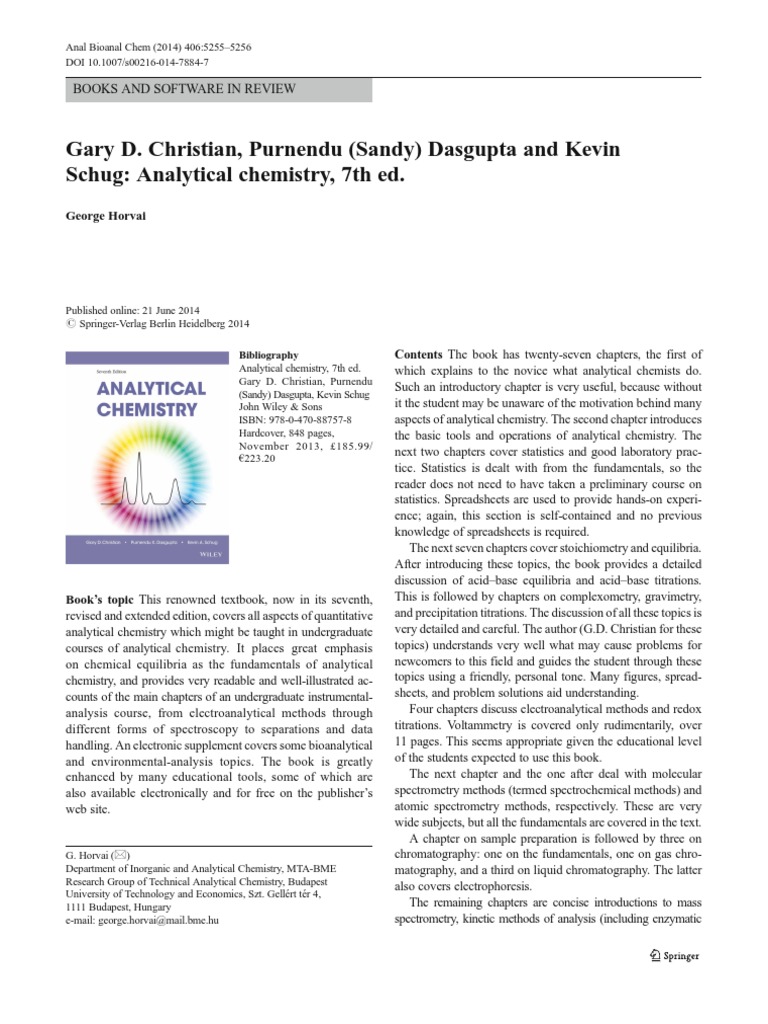 Gary D. Christian, Purnendu (Sandy) Dasgupta and Kevin Schug ...