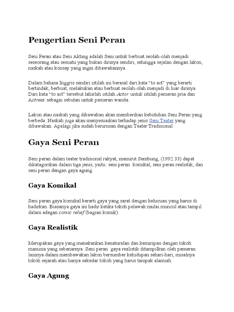 Pengertian Seni Peran | PDF