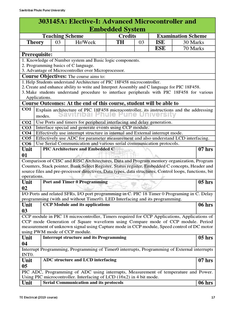 303145A: Elective-I: Advanced Microcontroller and Embedded System | PDF | Microcontroller ...