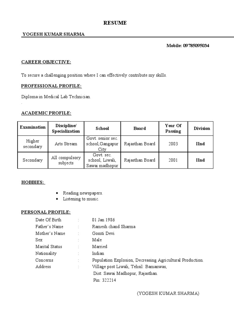 Yogesh Kumar Sharma Resume | PDF