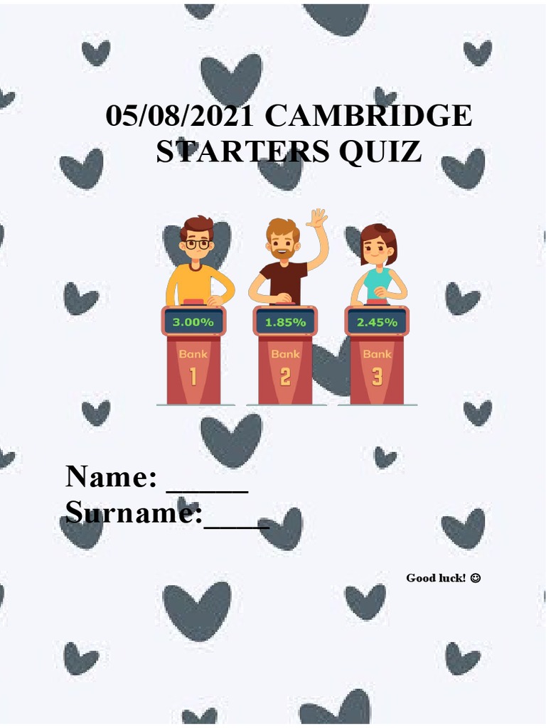 Cambridge Starters Quiz | PDF