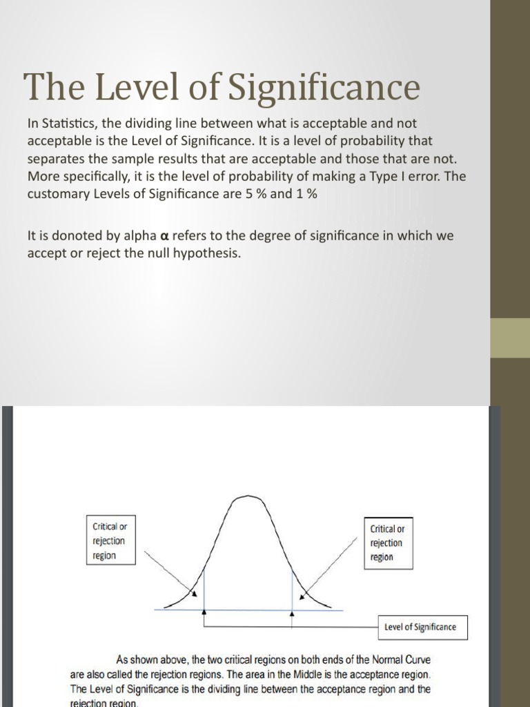 The Level of Significance | PDF | Statistical Significance | Hypothesis