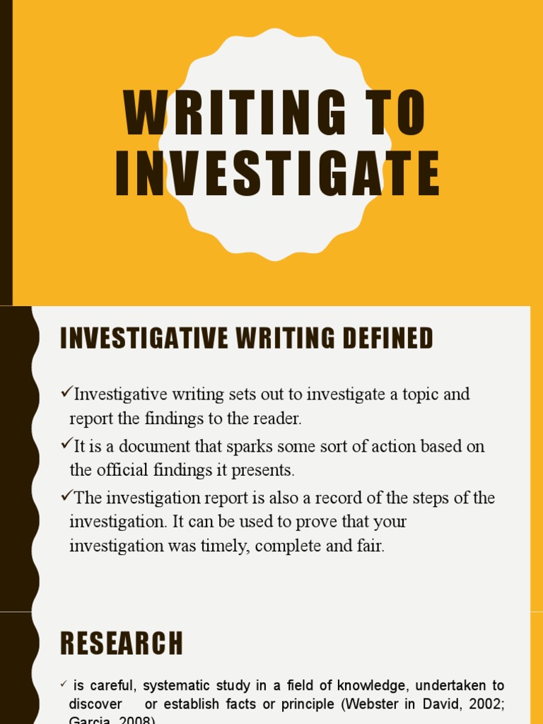 Investigative Writing Defined | PDF | Statistics | Accuracy And Precision