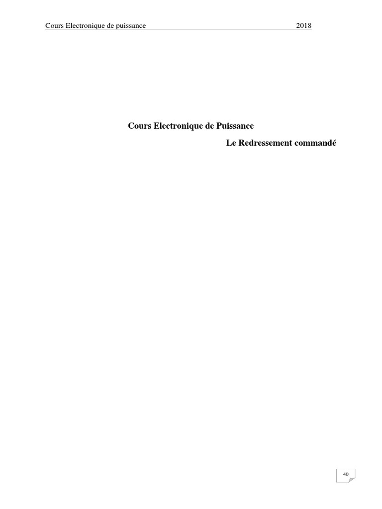 Cours Electronique de Puissance Le Redressement Commandé (Doc Étudiants ...