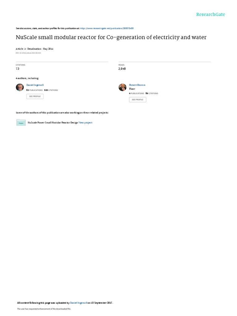 Nuscale Small Modular Reactor For Co-Generation of Electricity and ...