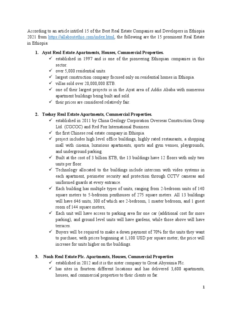 Ayat Real Estate Apartments, Houses, Commercial Properties | PDF ...