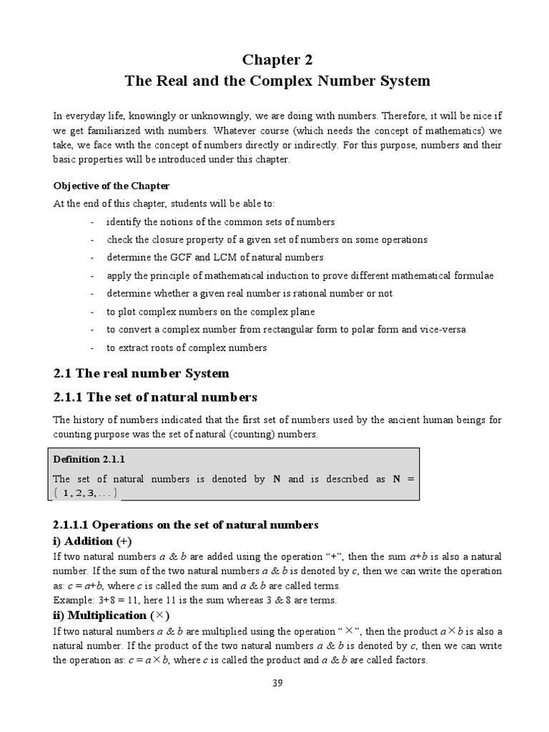 The Real and The Complex Number System | PDF | Multiplication | Numbers