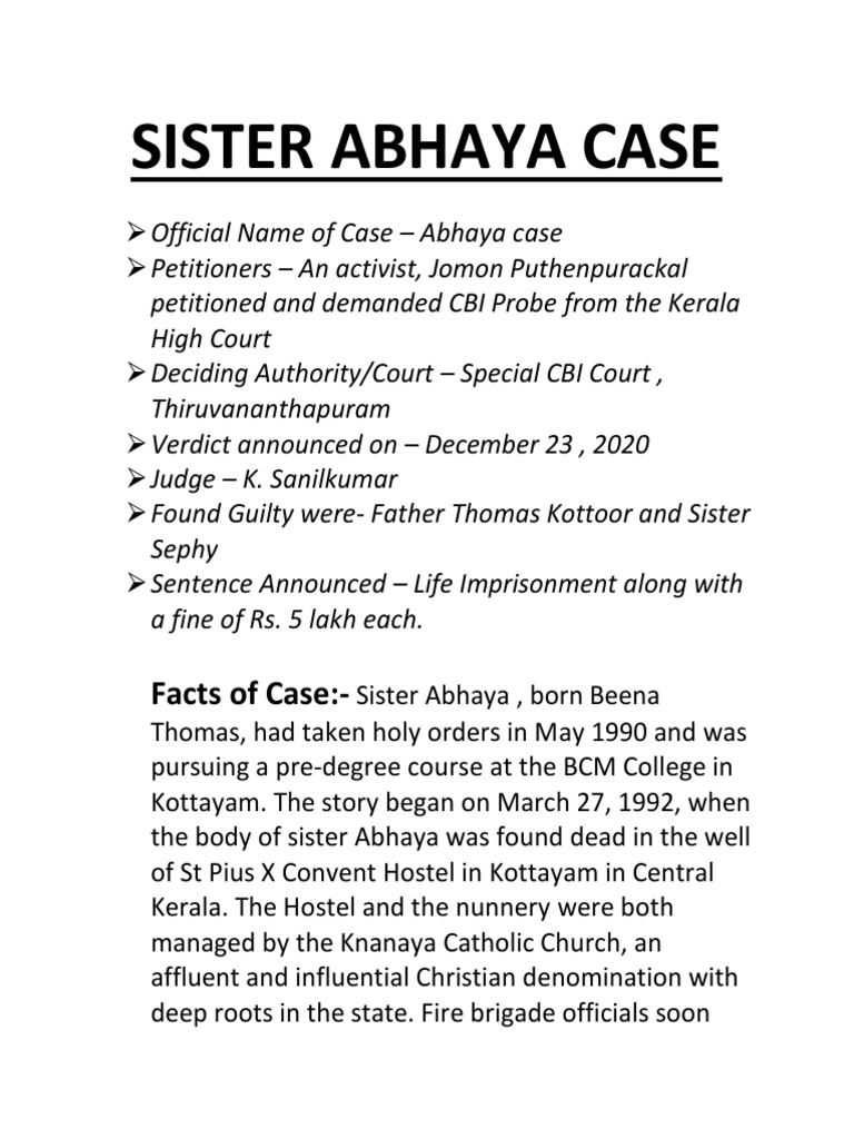 Sister Abhaya Case | PDF | Criminal Law | Crime & Violence