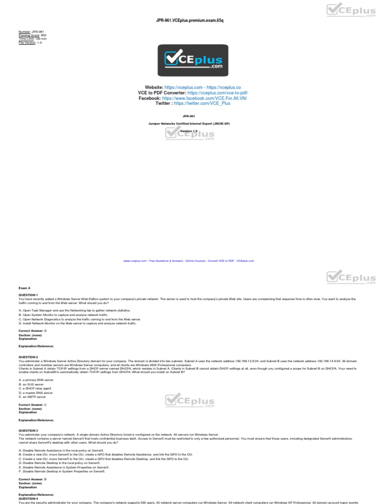 JPR-961 Juniper JNCIE-SP Exam Guide | PDF | Domain Name System ...