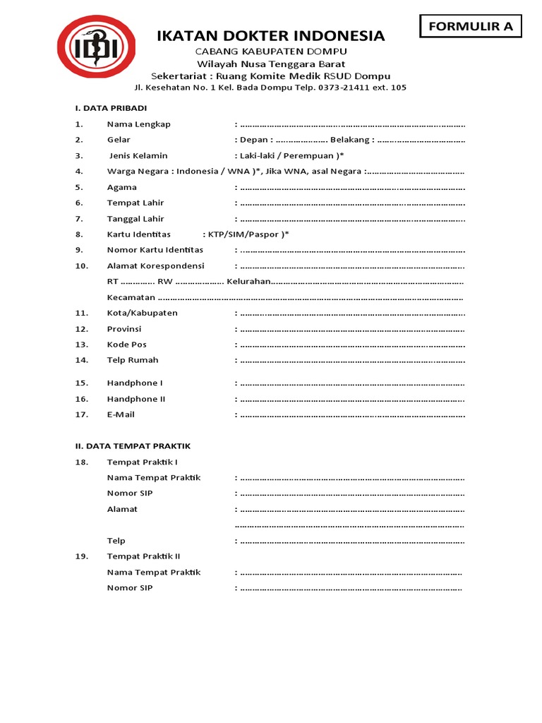 Form KTA IDI Dompu | PDF