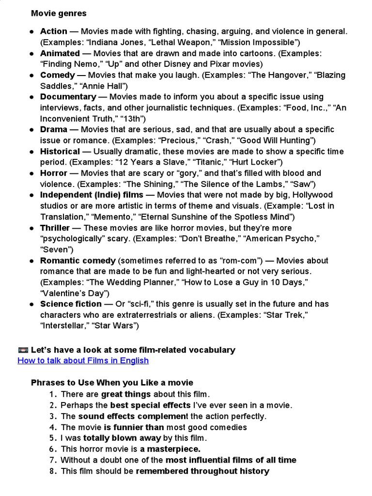 How To Talk About Films in English | PDF