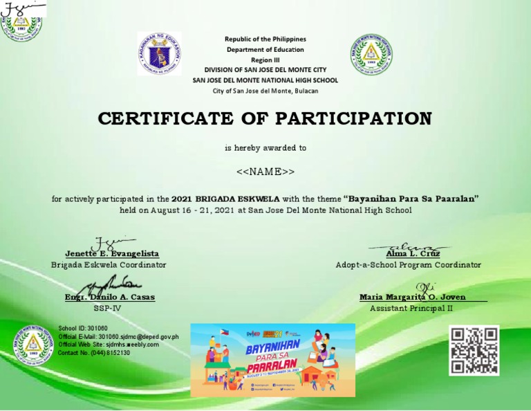 Brigada Eskwela Certificate | PDF